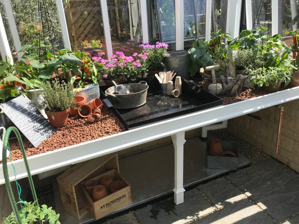 Gable bench for the Coriander Greenhouse - greenhouse-ireland